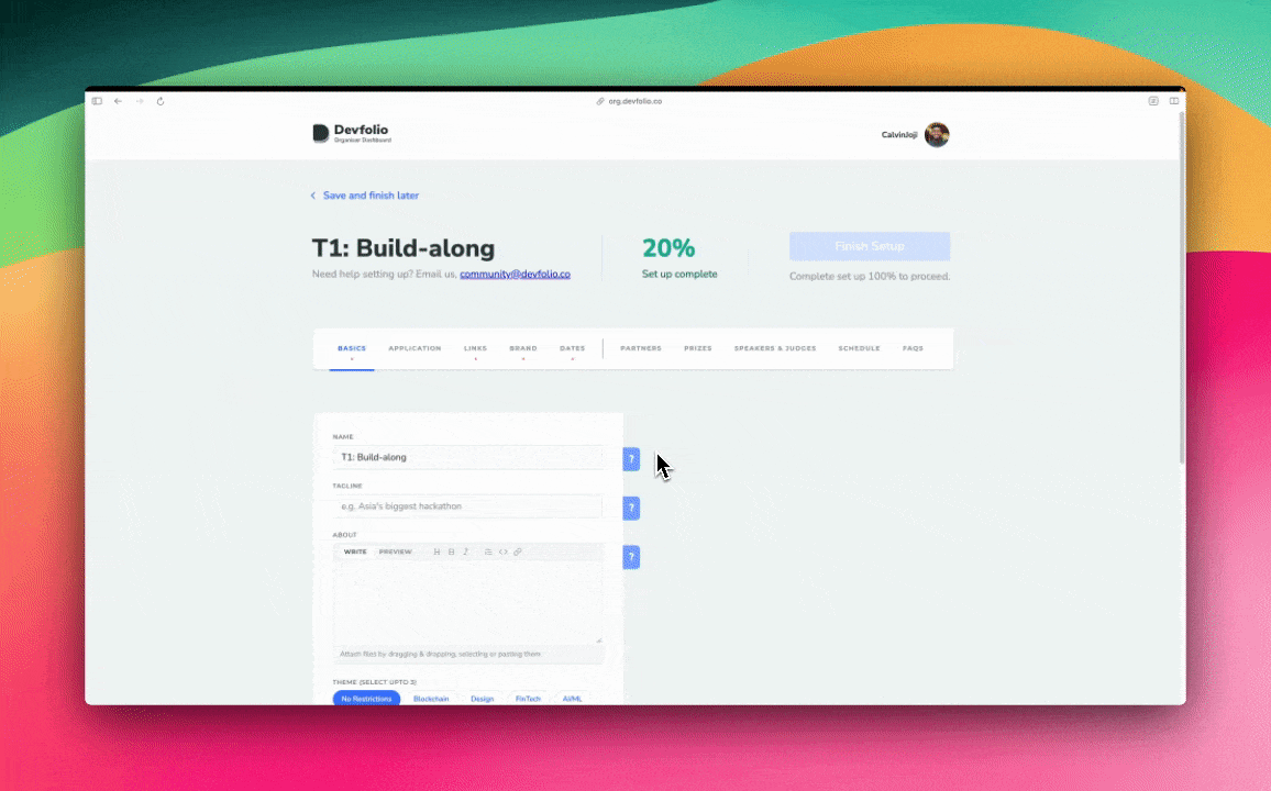 Set up your first hackathon on Devfolio